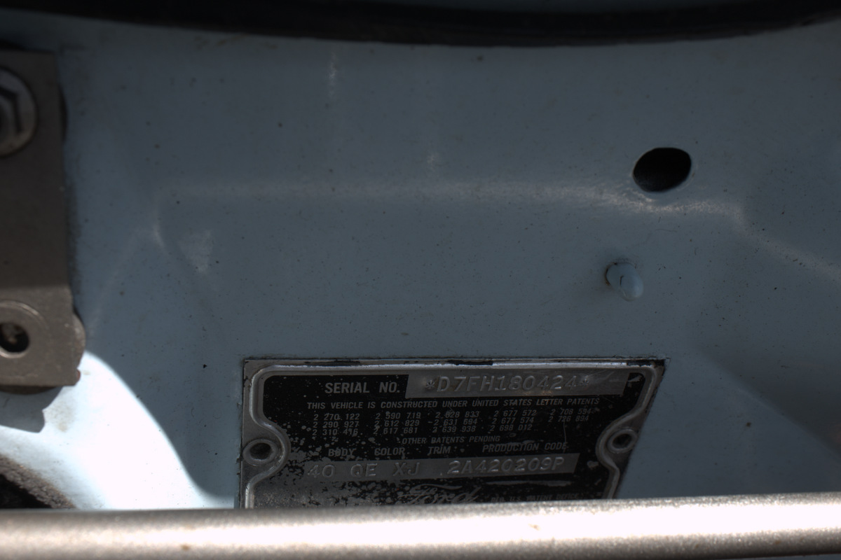 1957 Ford Thunderbird Vin Plate | Ford Thunderbird club group 1955-2005 ...